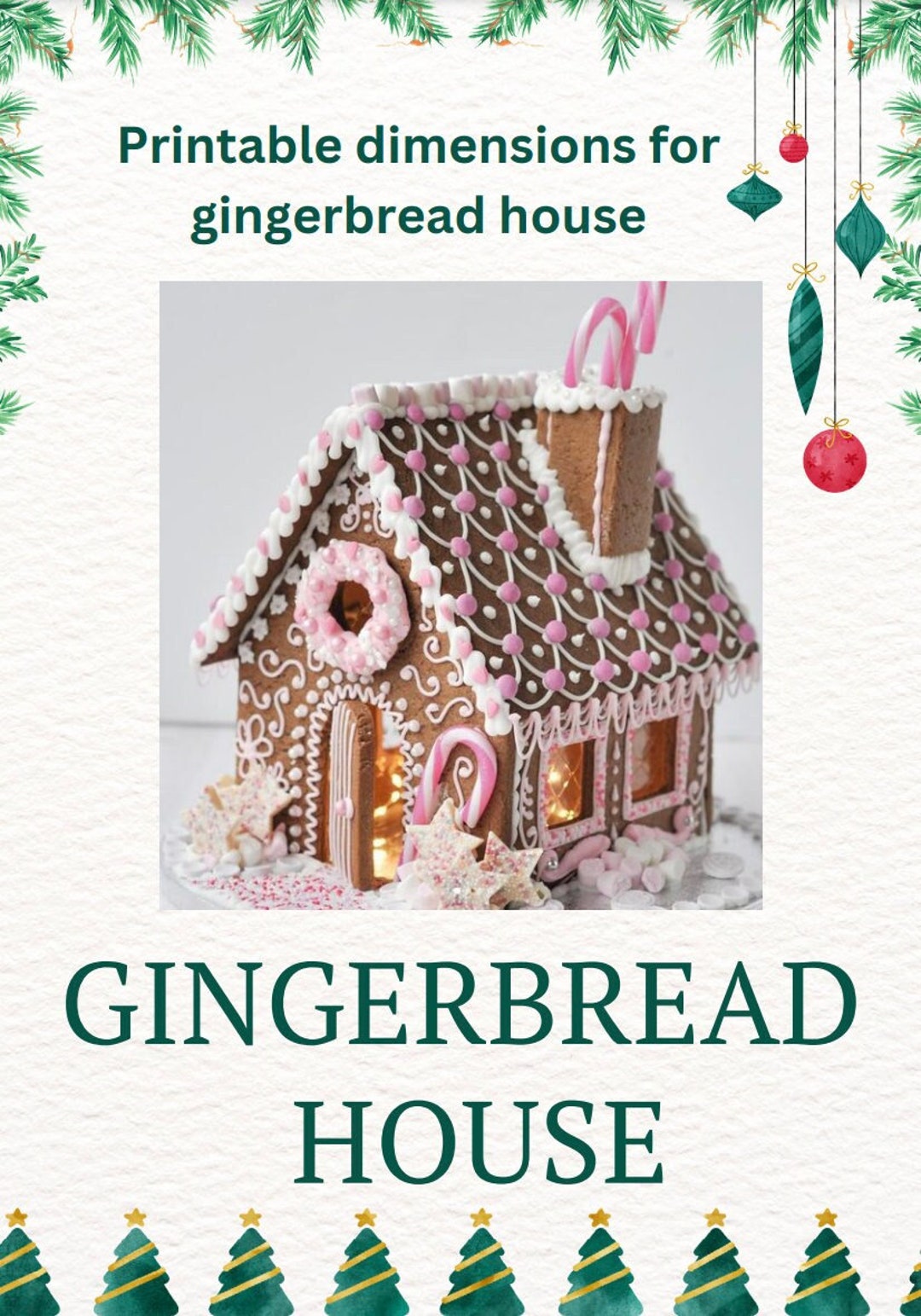 Gingerbread House Dimensions - Easy - Etsy