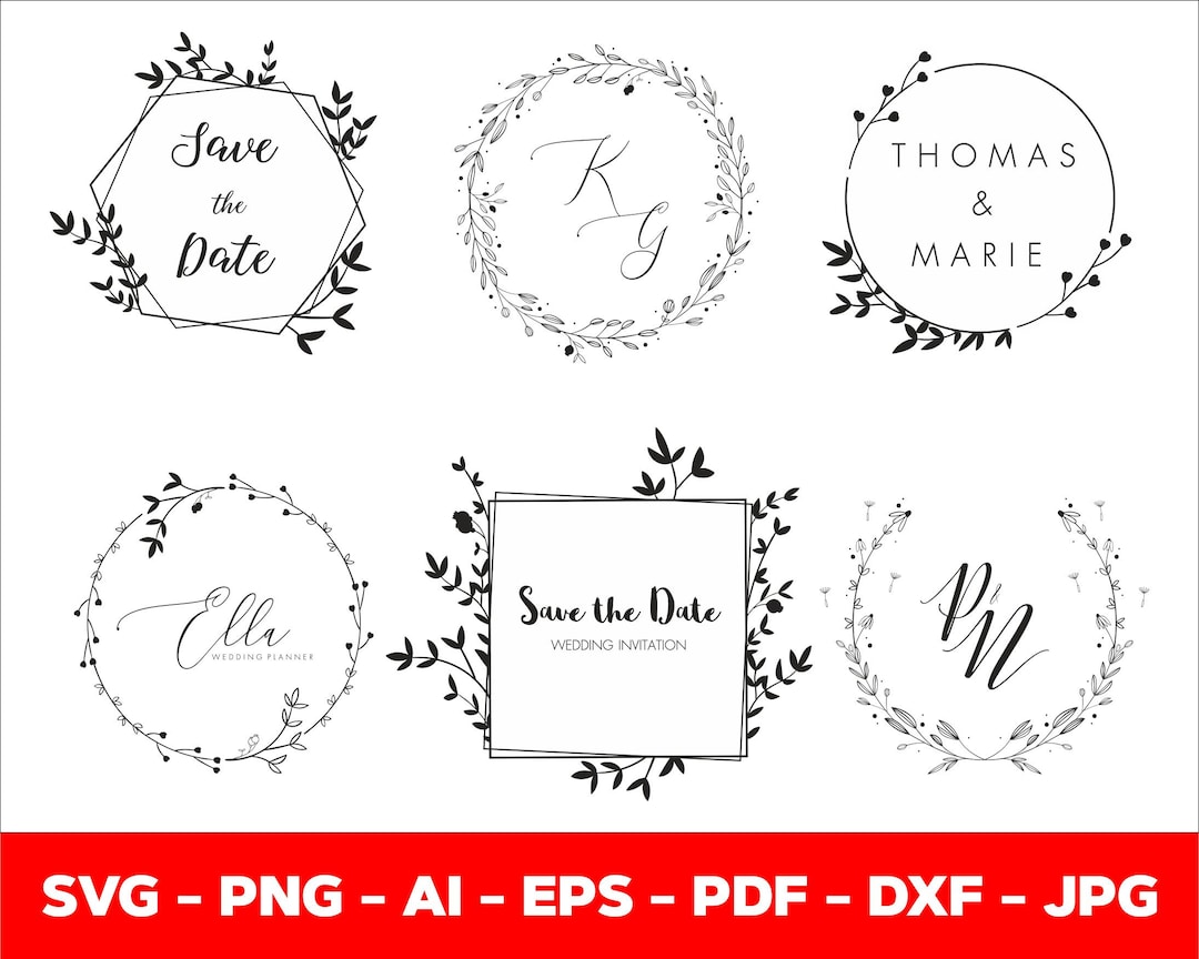Hochzeit-Svg-Bundle, Hochzeit-Monogramm-Svg, Braut und Bräutigam-Svg ...