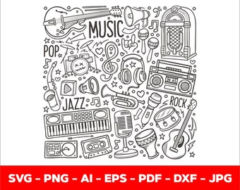 Music Notes Monogram Circle Frame Design Element SVG File - Etsy Canada