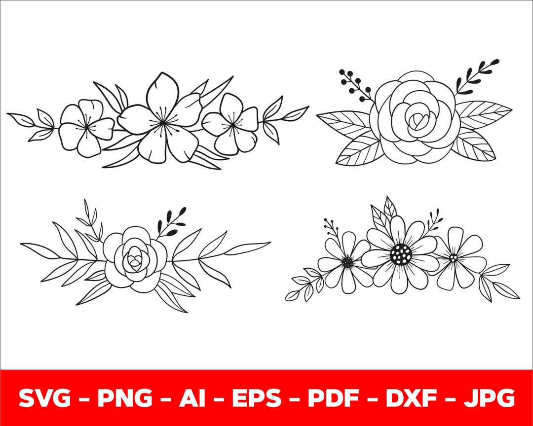 Flower Svg Bundle Floral Arrangement Svg Floral Svg Wildflower Svg