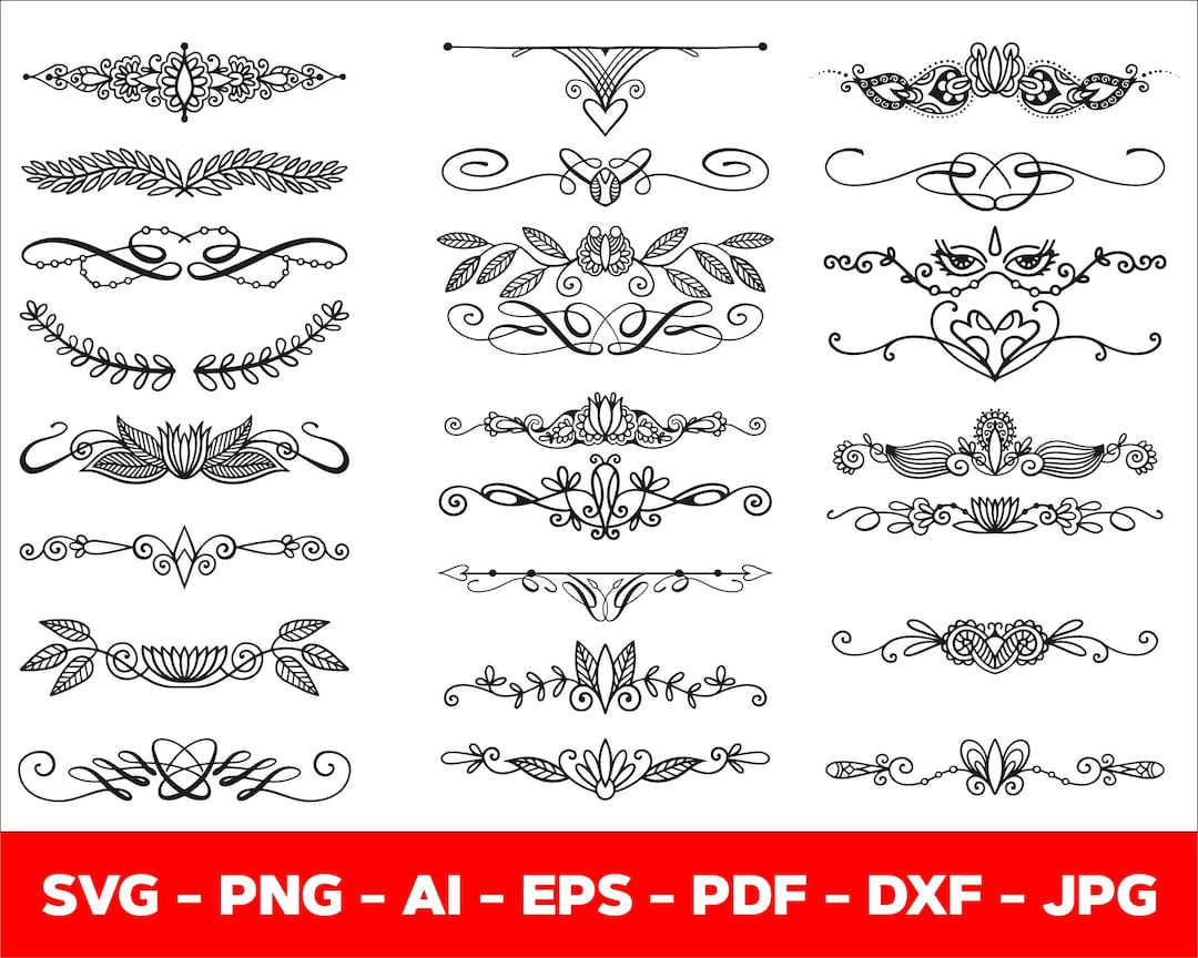 Decorative Elements SVG, Ornaments Svg, Flourishes SVG, Swirls SVG ...