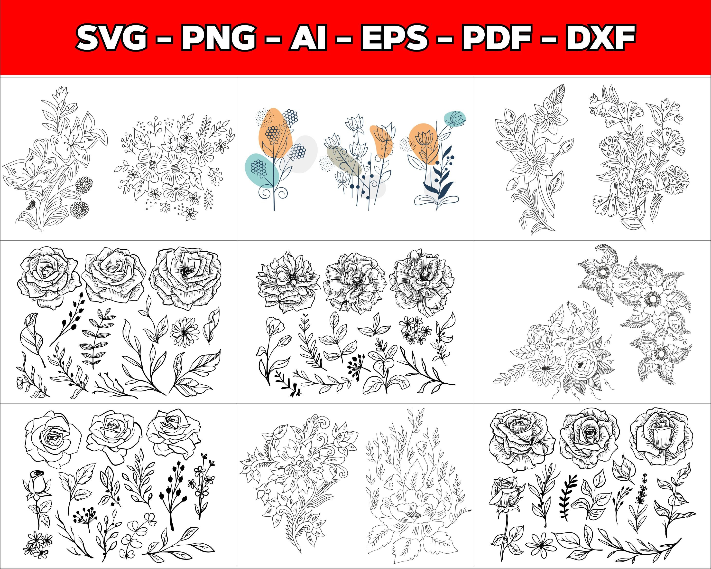 Flower Svg Bundle Floral Arrangement Svg Floral Svg - Etsy