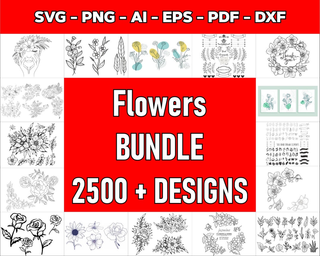 Flower Svg Bundle Floral Arrangement Svg Floral Svg Etsy