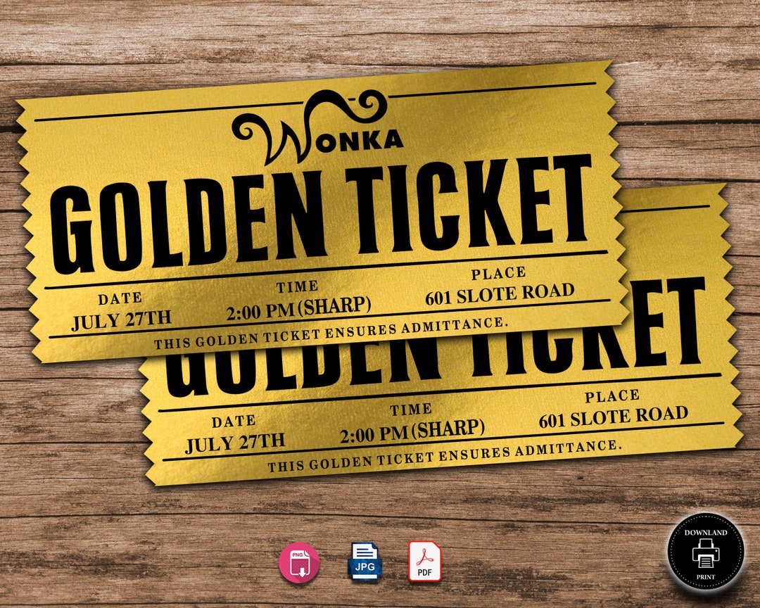 Plantilla editable GOLDEN TICKET Willy Wonka Charlie y la - Etsy España