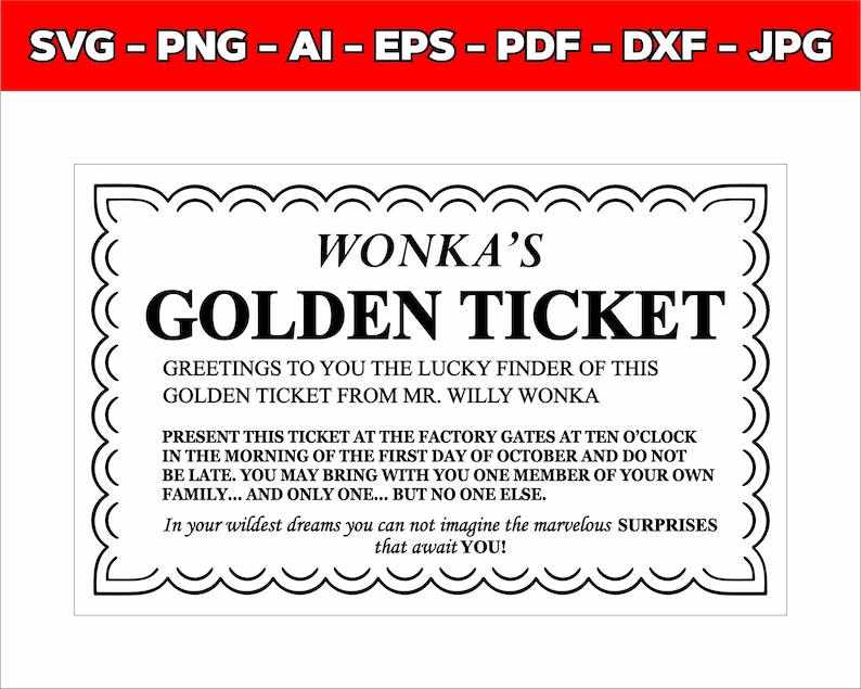 Wonka Bar Svg Ticket Golden Ticket Editable Template DIY - Etsy Australia