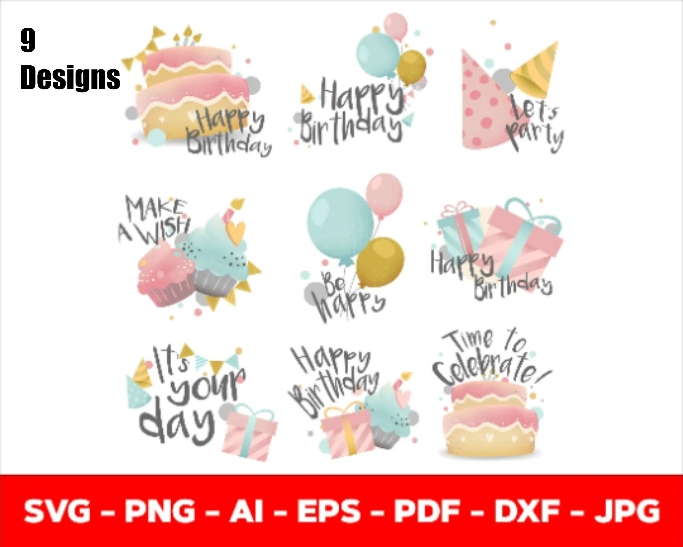 Happy Birthday Svg Bundle I Birthday Svg Birthday Party Svg - Etsy UK