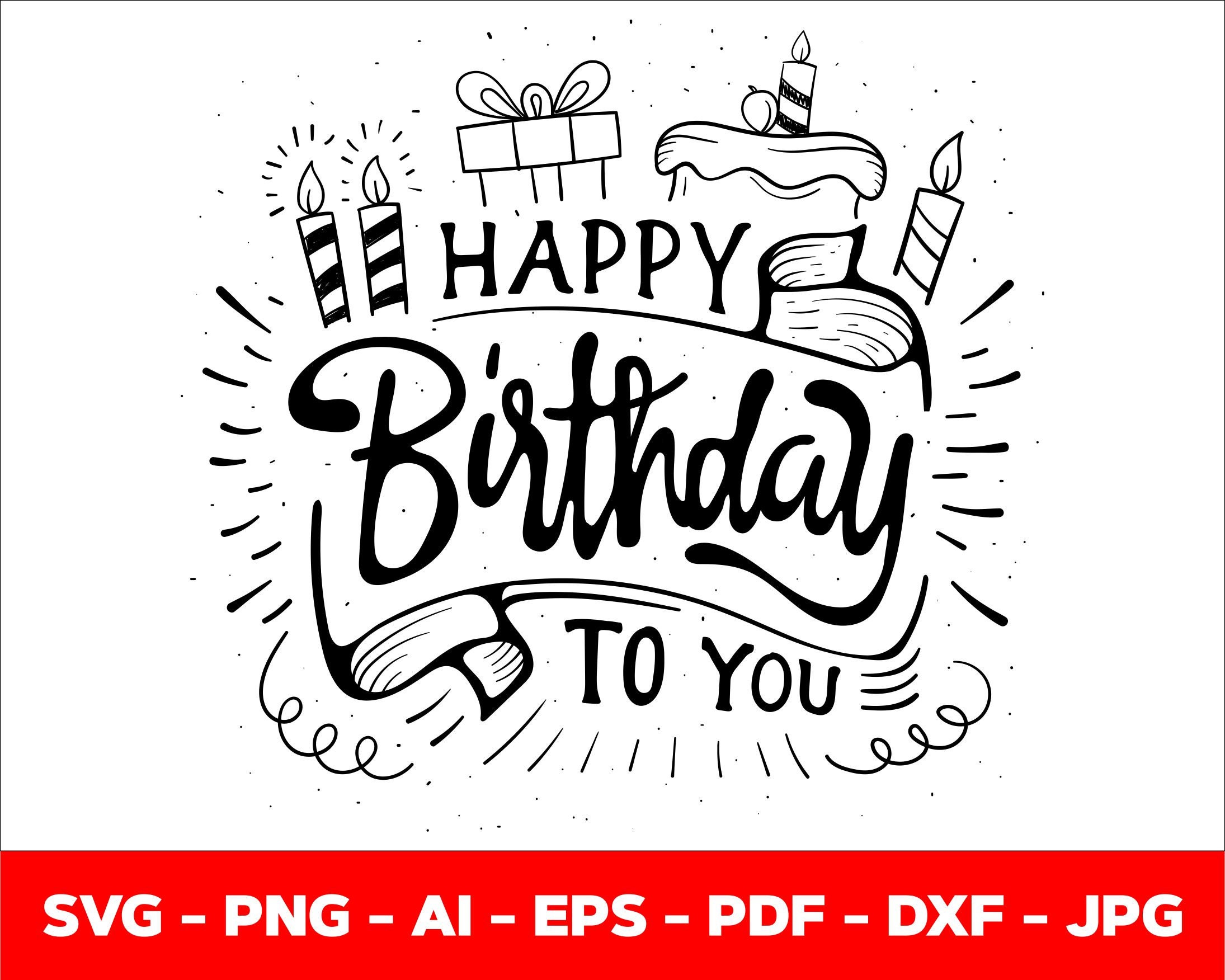 Happy Birthday Svg Bundle Svg Happy Birthday Lettering Desingn Etsy