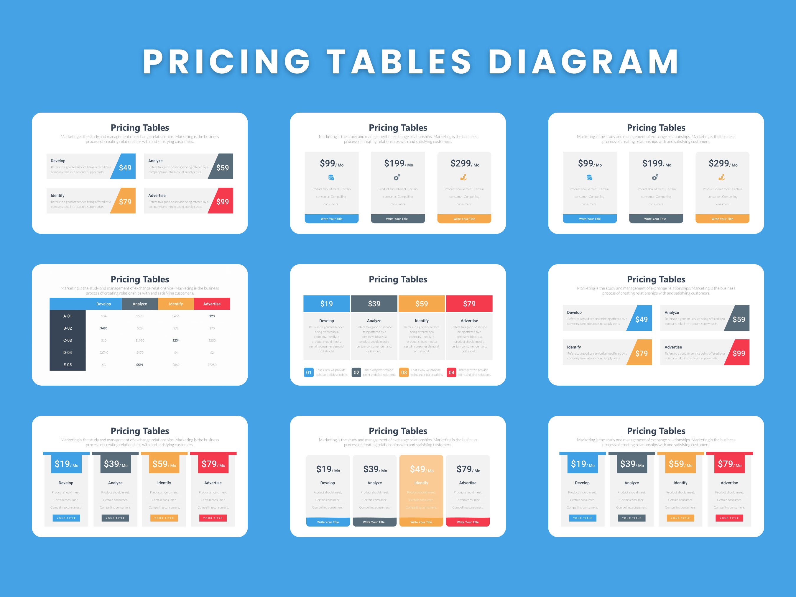 PRICING TABLES Infographics - Google Slides Keynote PPT, Illustrator ...