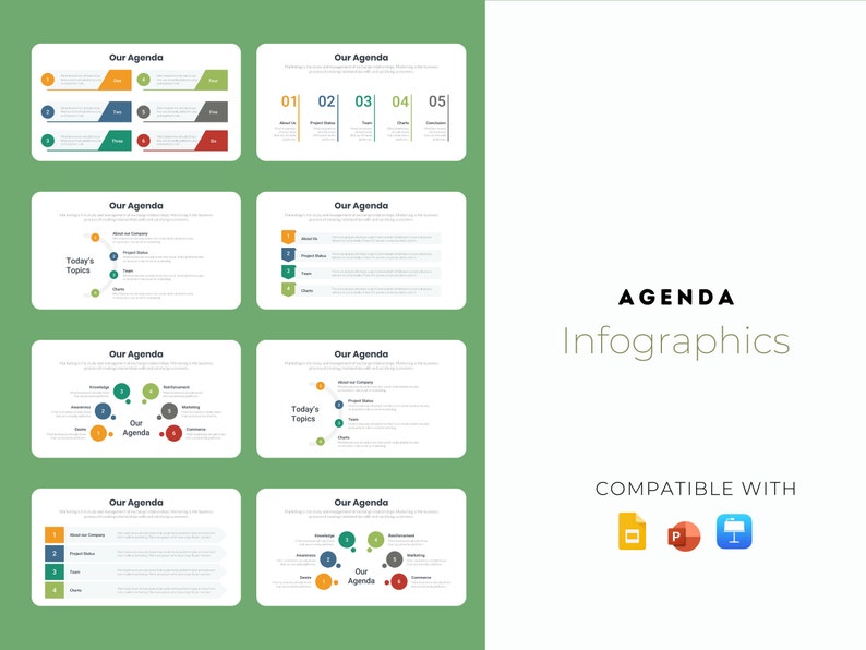 AGENDA Infographics Goolgle Slides Keynote PPT, Modern Slides ...