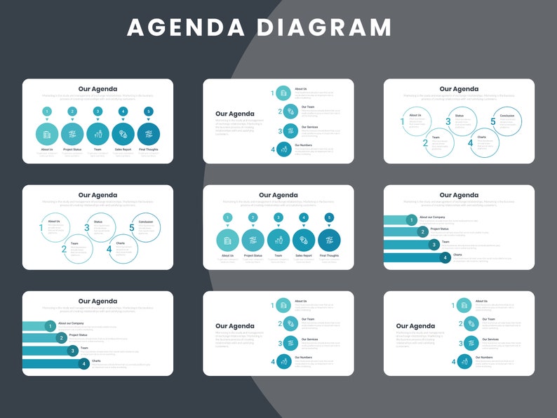 AGENDA Infographics Goolgle Slides Keynote PPT Modern Slides - Etsy