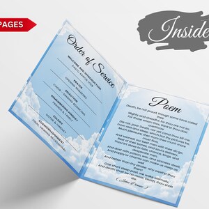 Blue Funeral Programs Template Obituary Template for Funeral Memorial ...