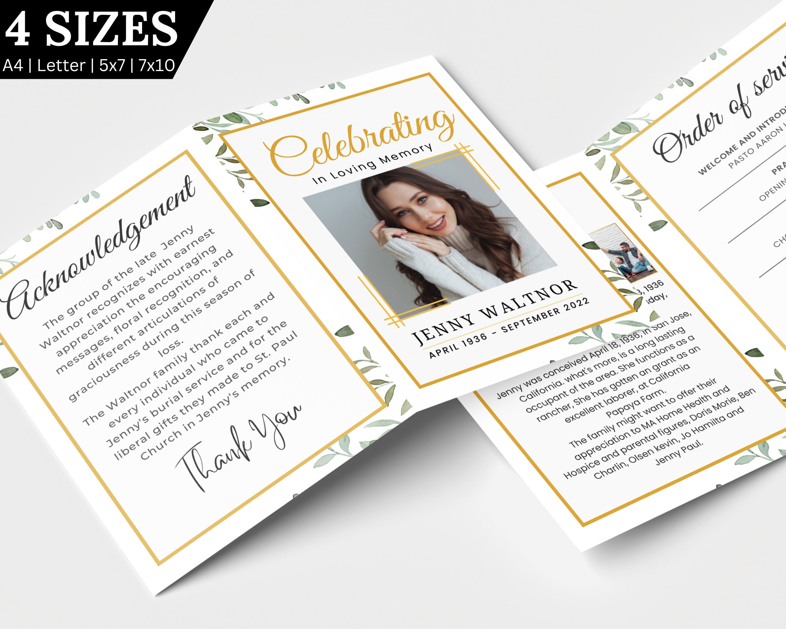 Funeral Programs Template Obituary Template for Funeral Memorial ...