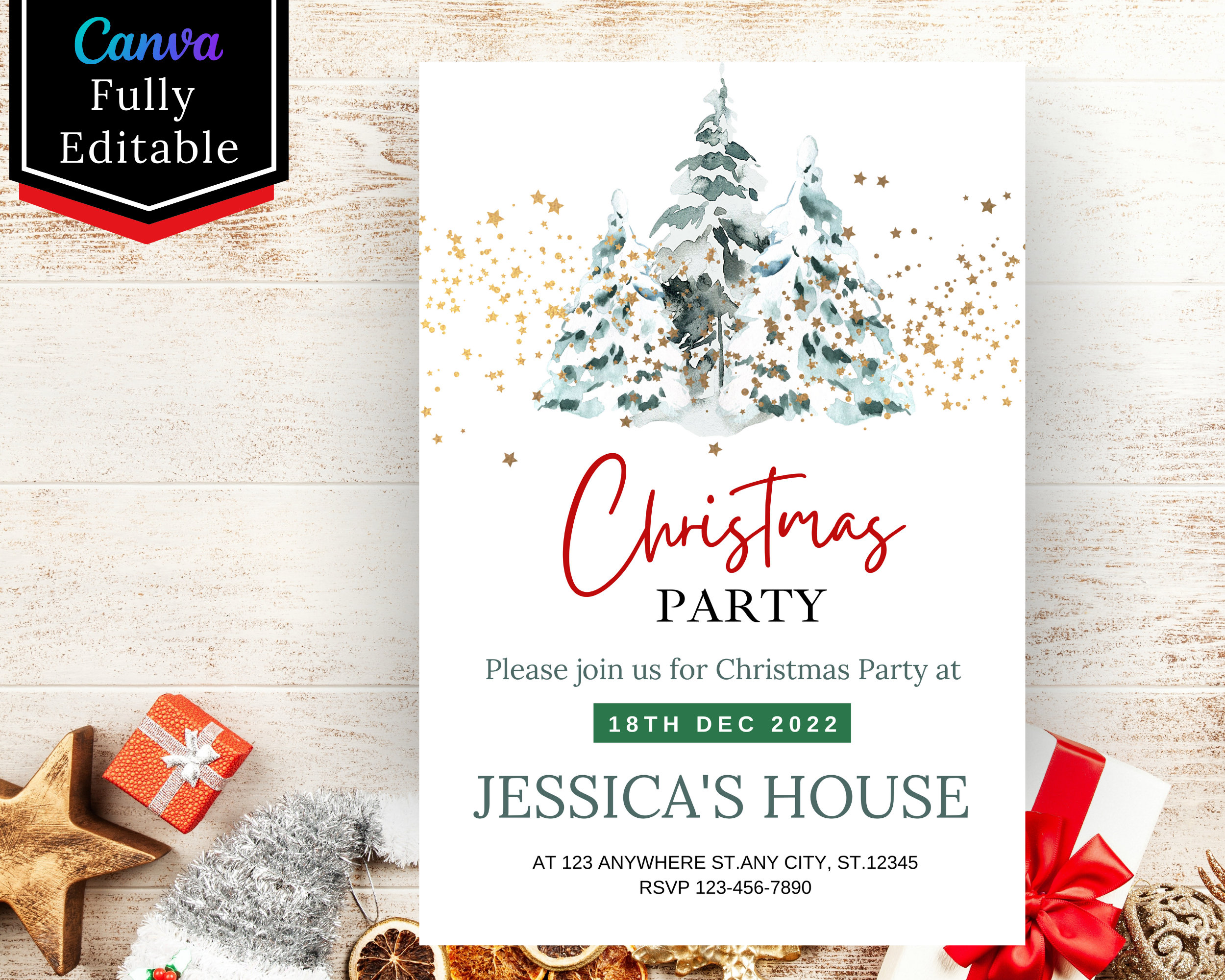 Editable Christmas Party Invitation, Christmas Party Invitation ...
