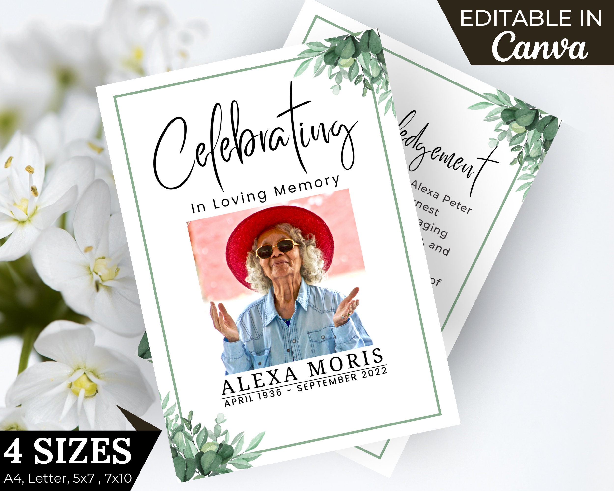 Funeral Programs Template Obituary Template for Funeral - Etsy