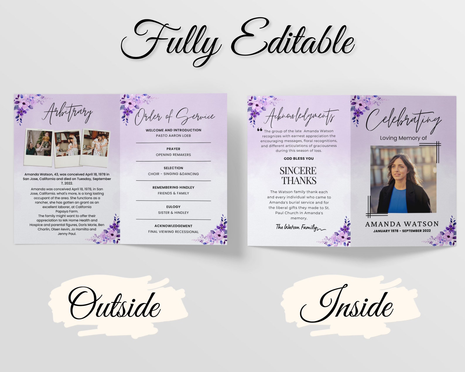 Funeral Programs Template Obituary Template for Funeral - Etsy