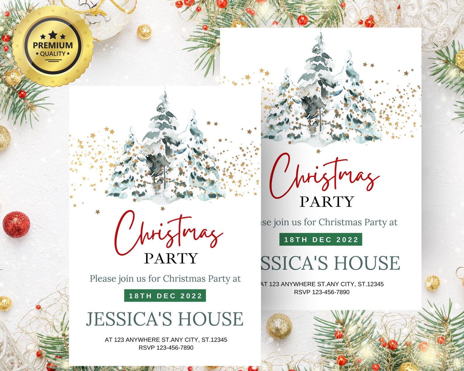 Editable Christmas Party Invitation, Christmas Party Invitation ...