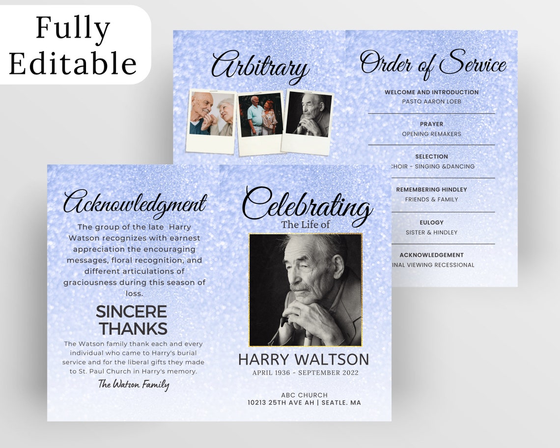 Funeral Programs Template Obituary Template for Funeral Memorial ...
