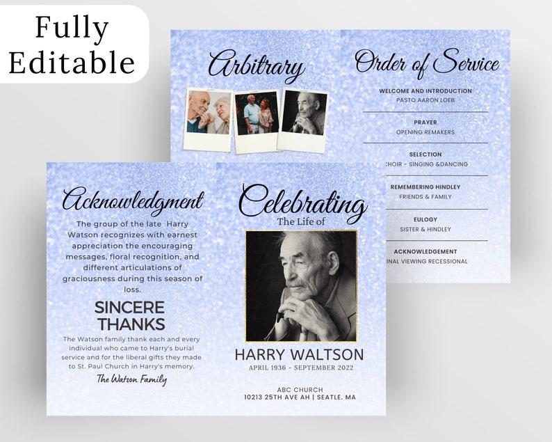 Funeral Programs Template Obituary Template for Funeral Memorial ...