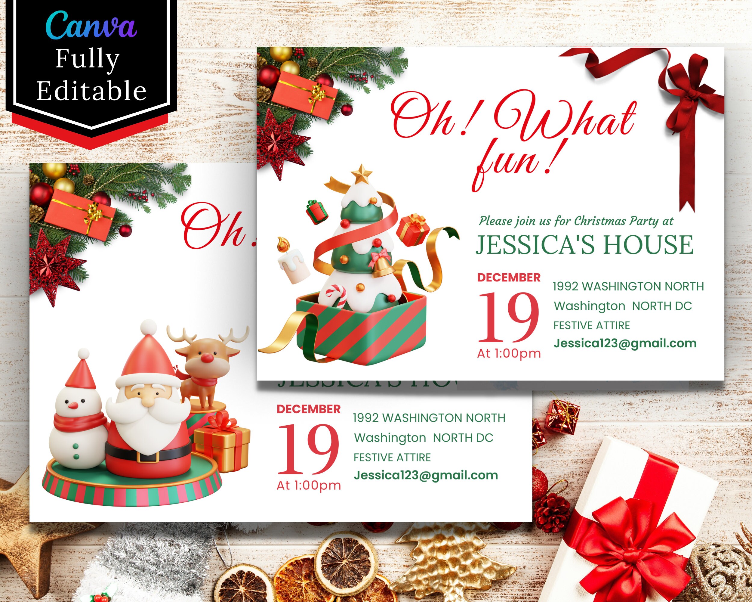 Christmas Party Invitation Template, Christmas Party Invite, Christmas ...