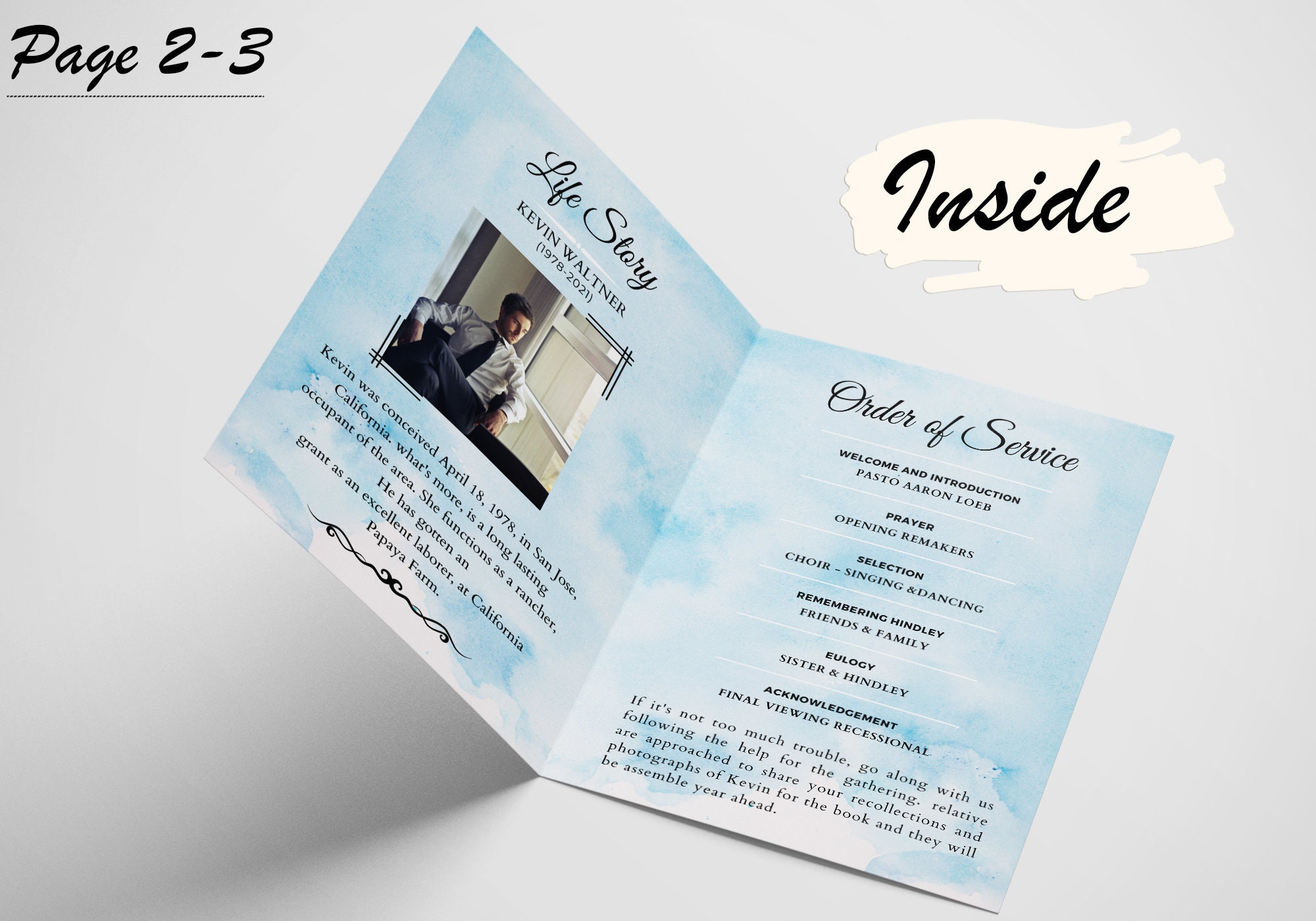 Funeral Program Template | Obituary Template | Funeral Announcement ...