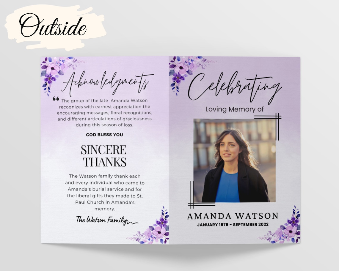 Funeral Programs Template Obituary Template for Funeral - Etsy