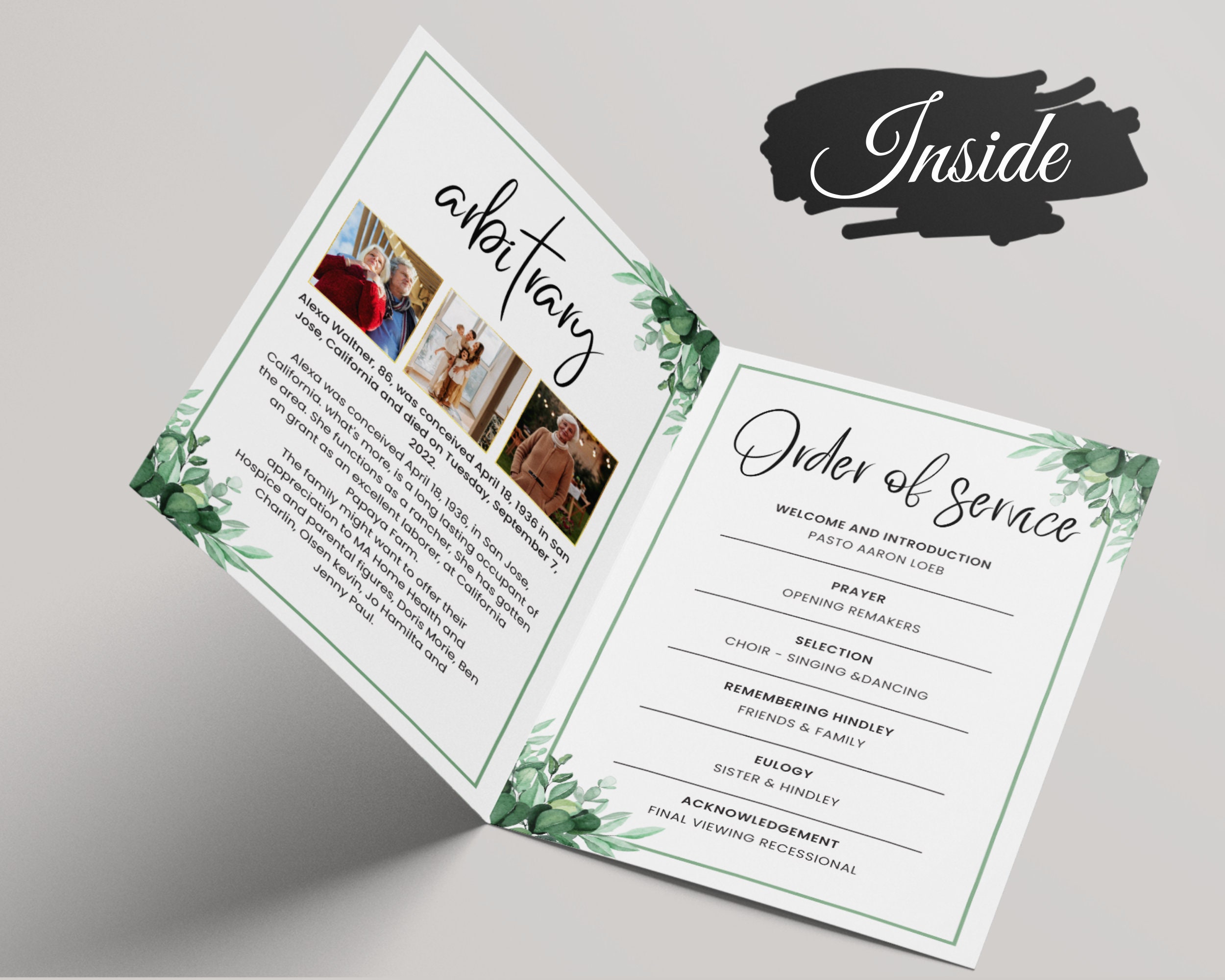 Funeral Programs Template Obituary Template for Funeral Memorial ...