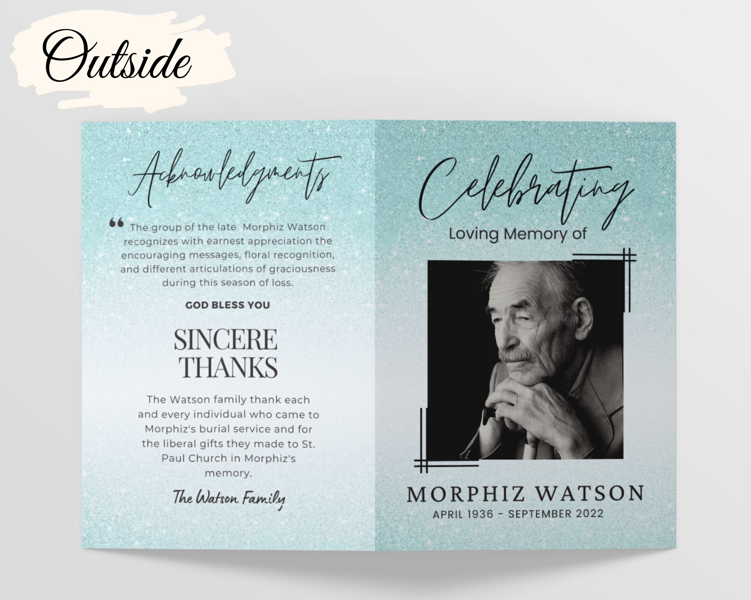 Glitter Funeral Program Template 4 Page Funeral Program - Etsy