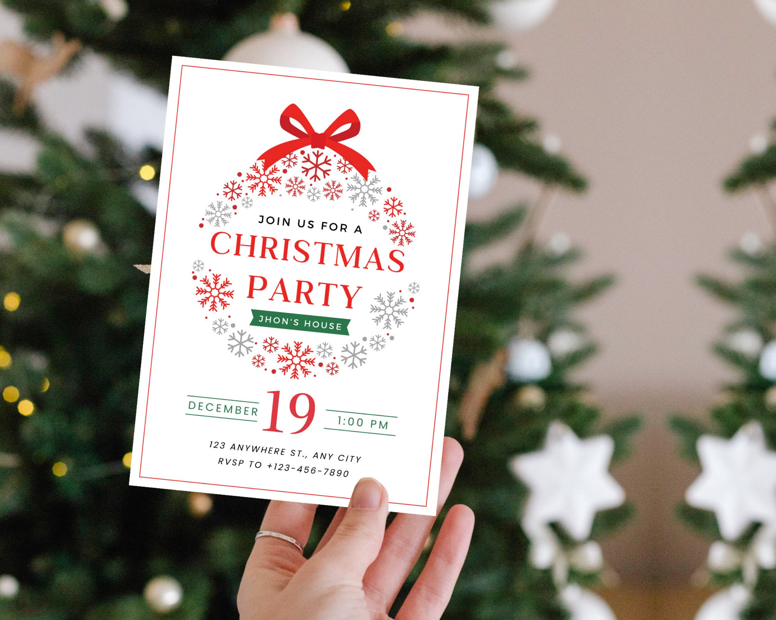 Editable Christmas Party Invitation, Christmas Party Invitation ...
