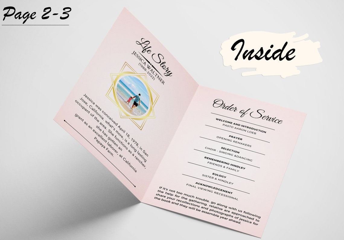 Funeral Program Template Obituary Template Funeral - Etsy
