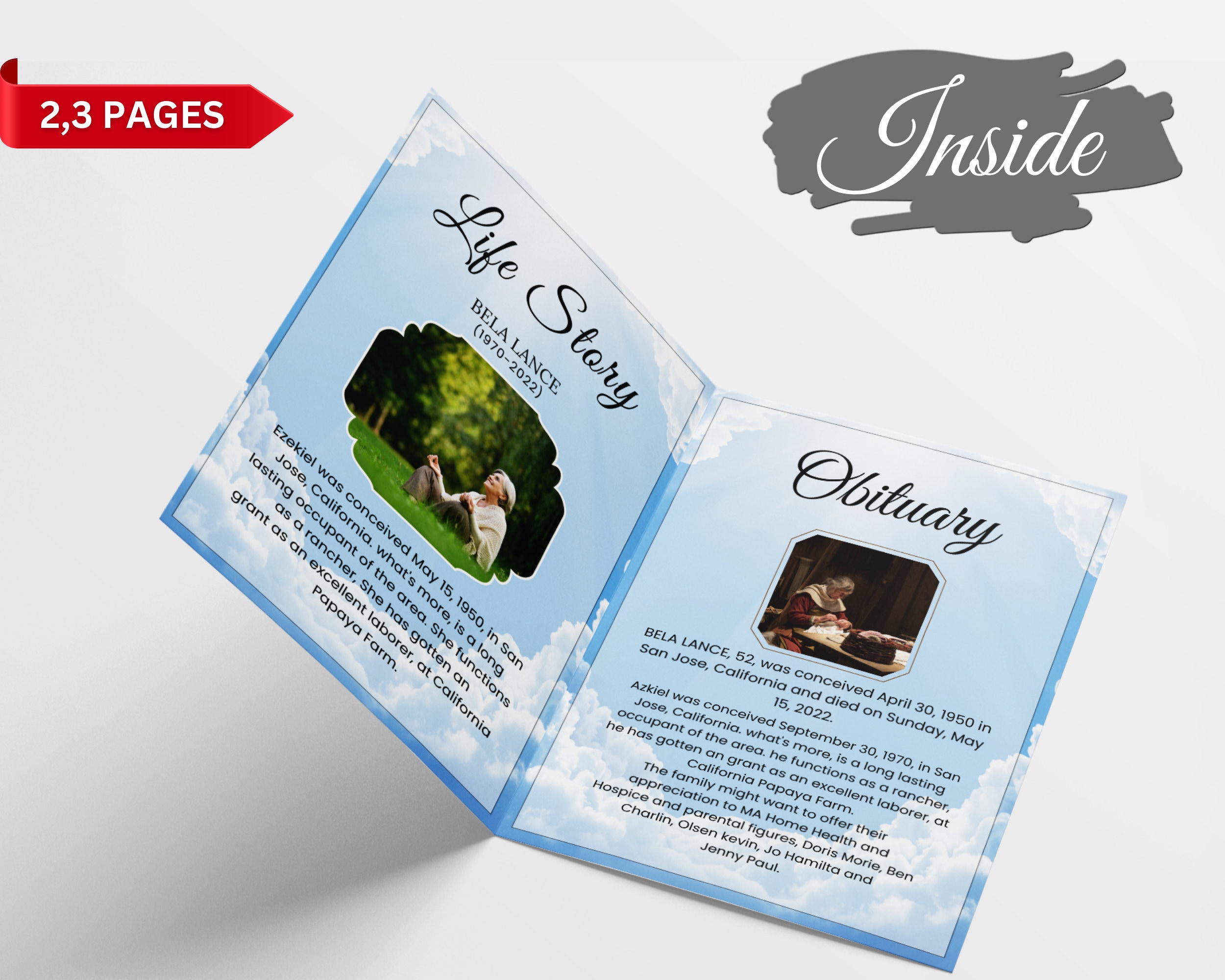 Funeral Programs Template Obituary Template for Funeral - Etsy