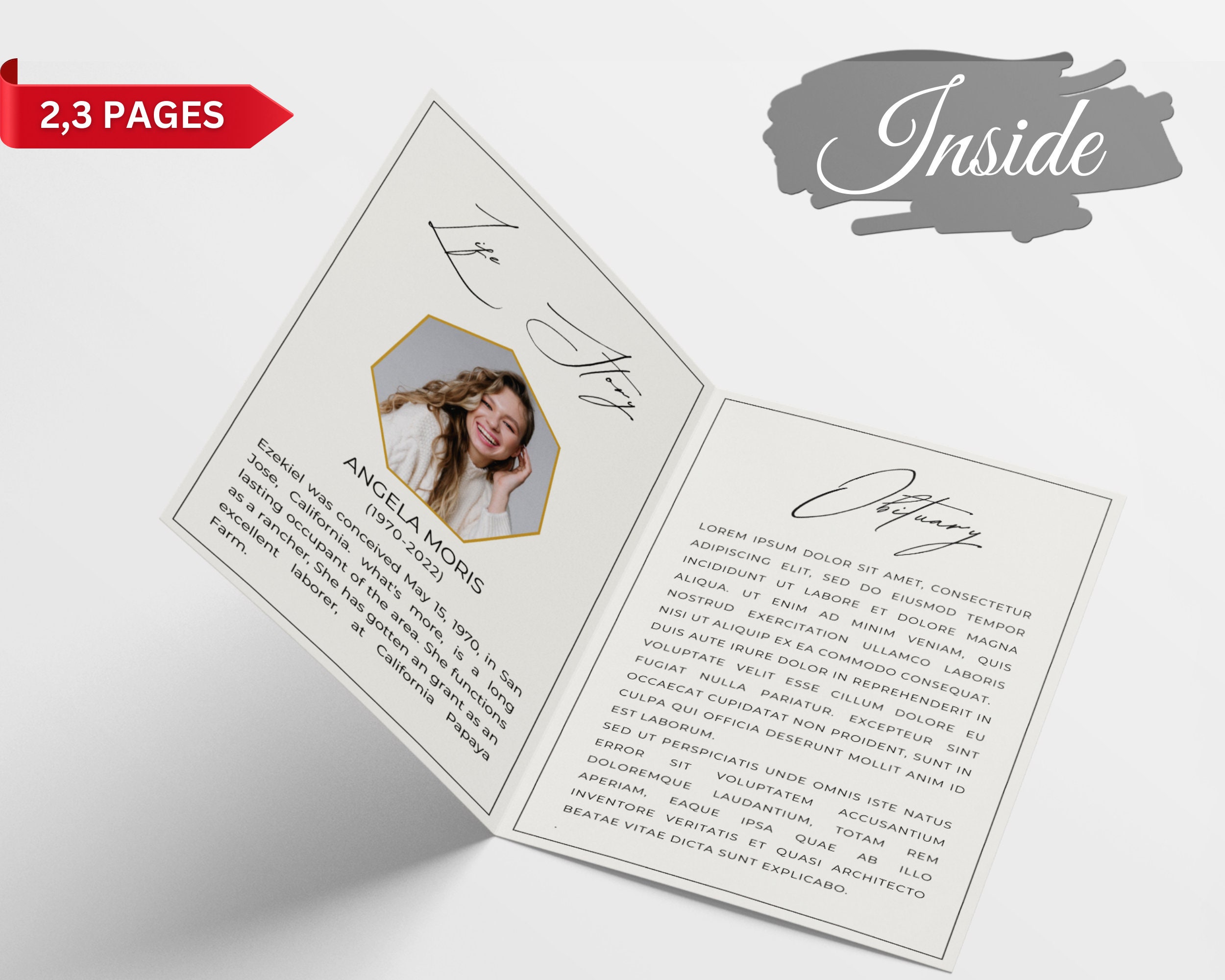 Funeral Programs Template Obituary Template for Funeral - Etsy