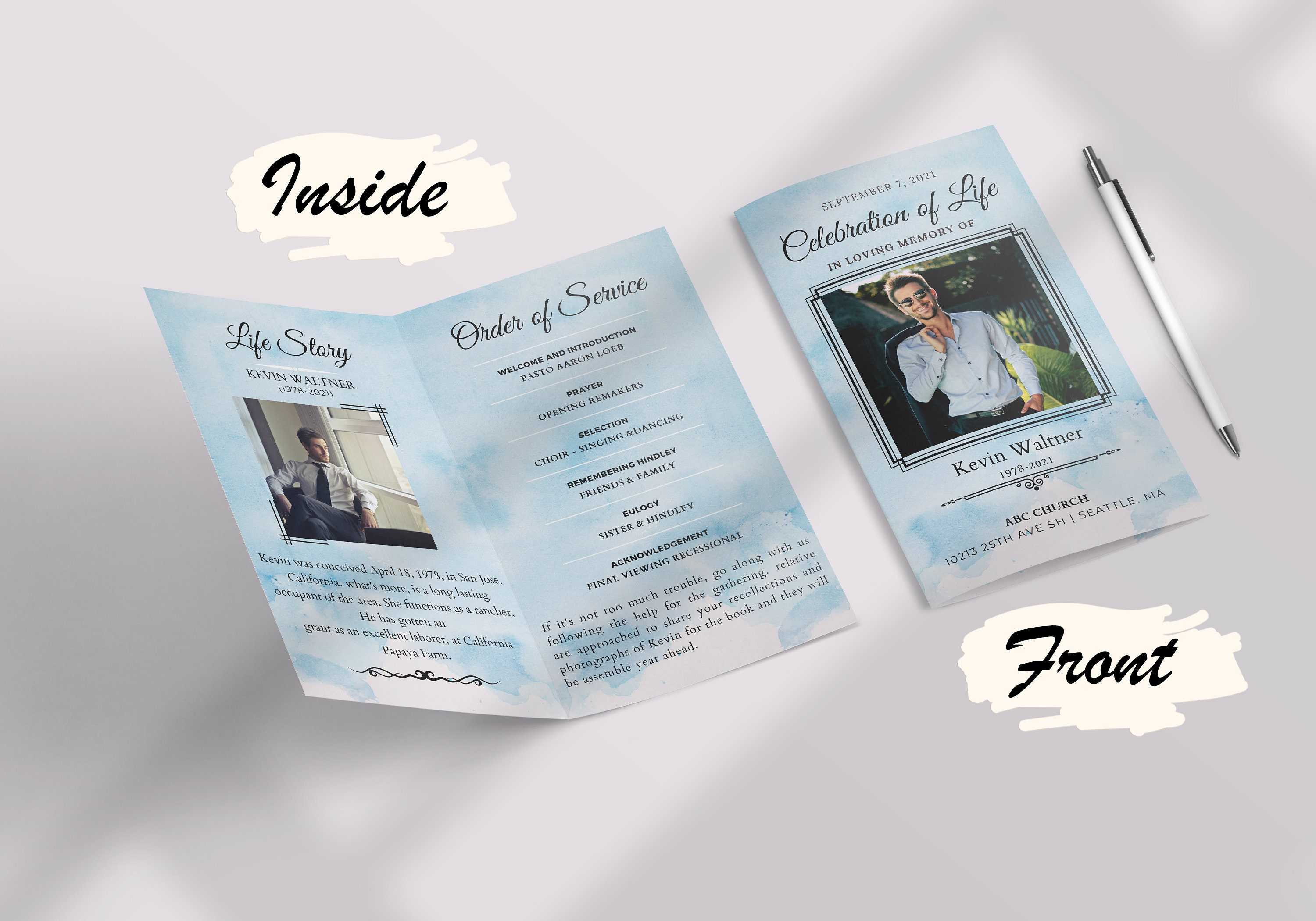 Funeral Program Template | Obituary Template | Funeral Announcement ...