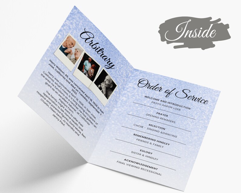 Funeral Programs Template Obituary Template for Funeral Memorial ...