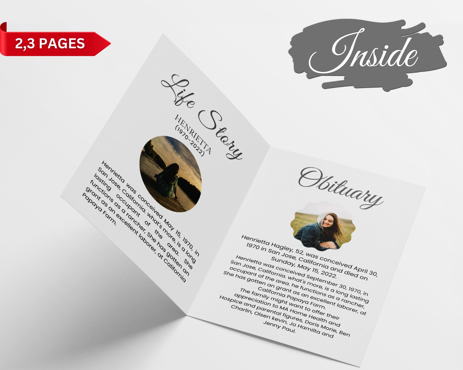 Funeral Programs Template Obituary Template for Funeral Memorial ...