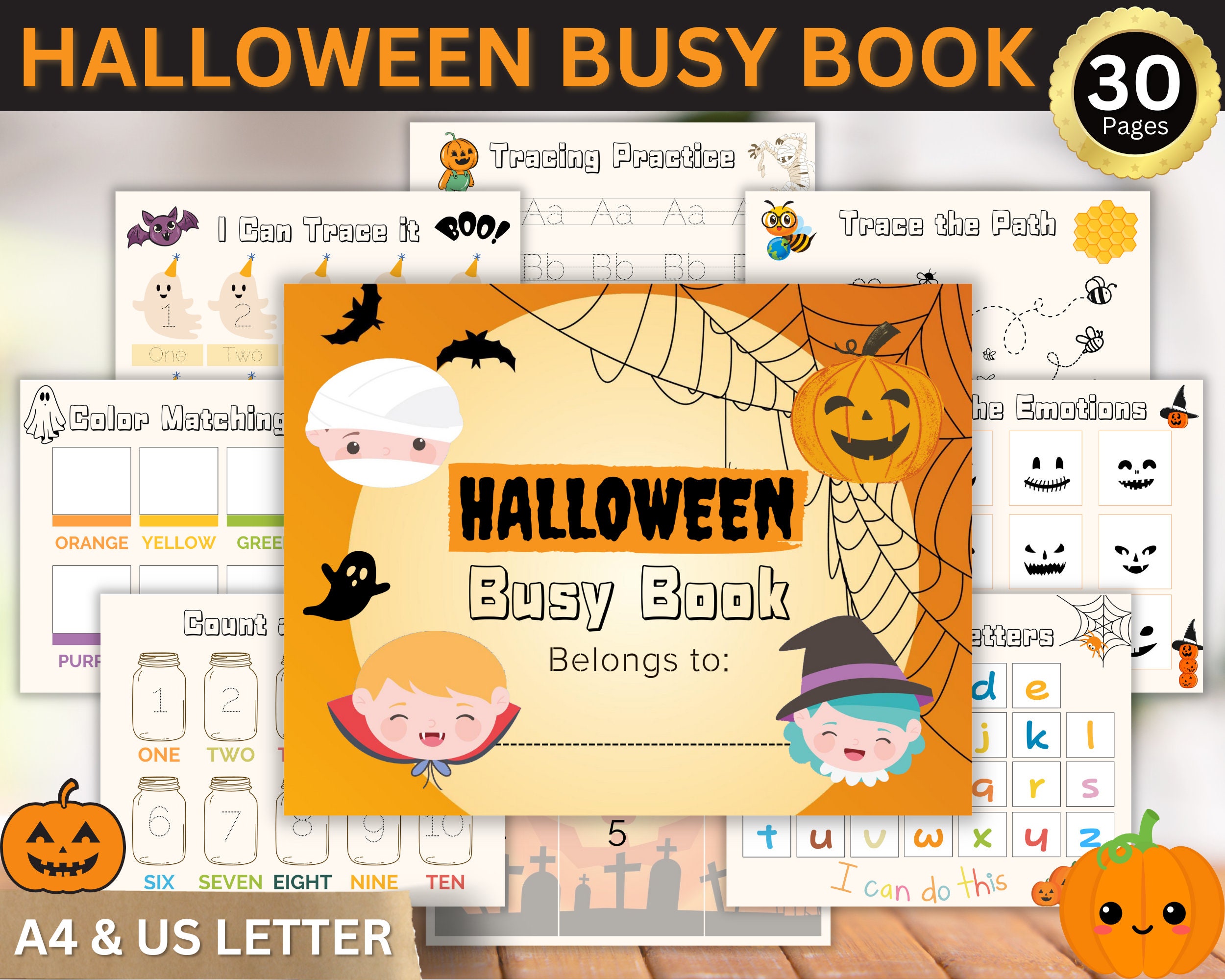 Halloween Busy Book Printable Toddler Learning Book Halloween ...