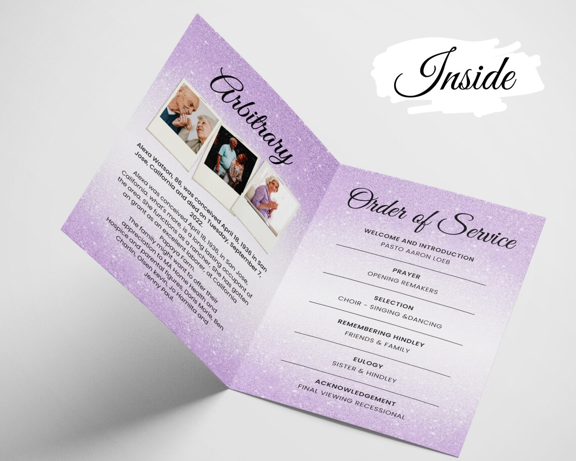 Funeral Programs Template Obituary Template for Funeral - Etsy