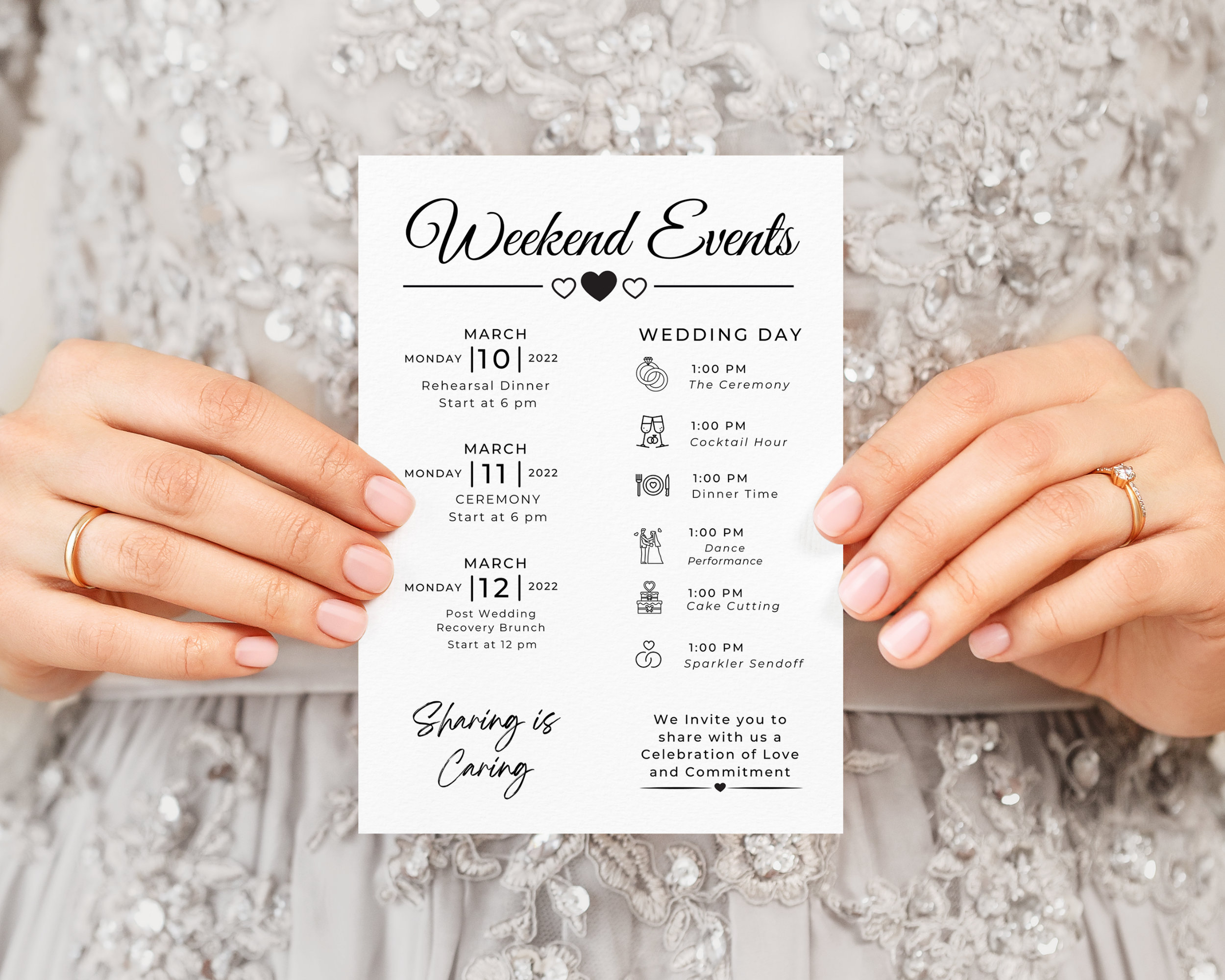 Minimalist Wedding Events Card Template Modern Wedding - Etsy