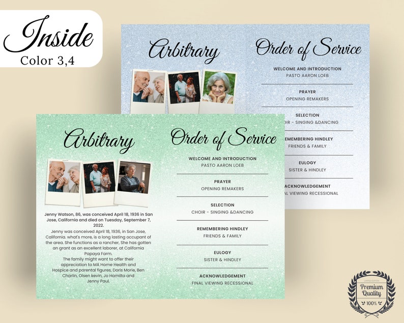 Funeral Programs Template Obituary Template for Funeral Memorial Program Blue Funeral Program ...