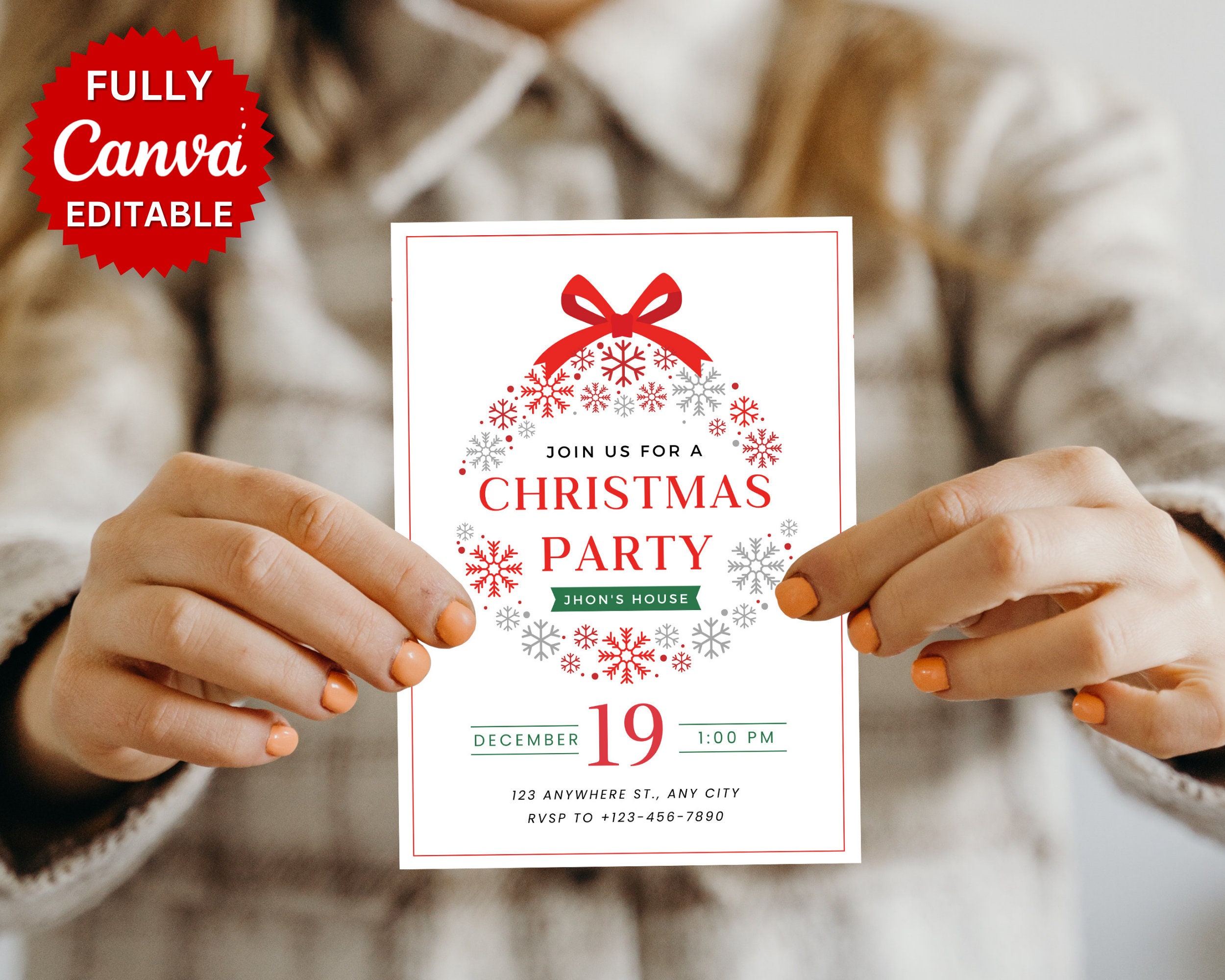 Editable Christmas Party Invitation, Christmas Party Invitation ...