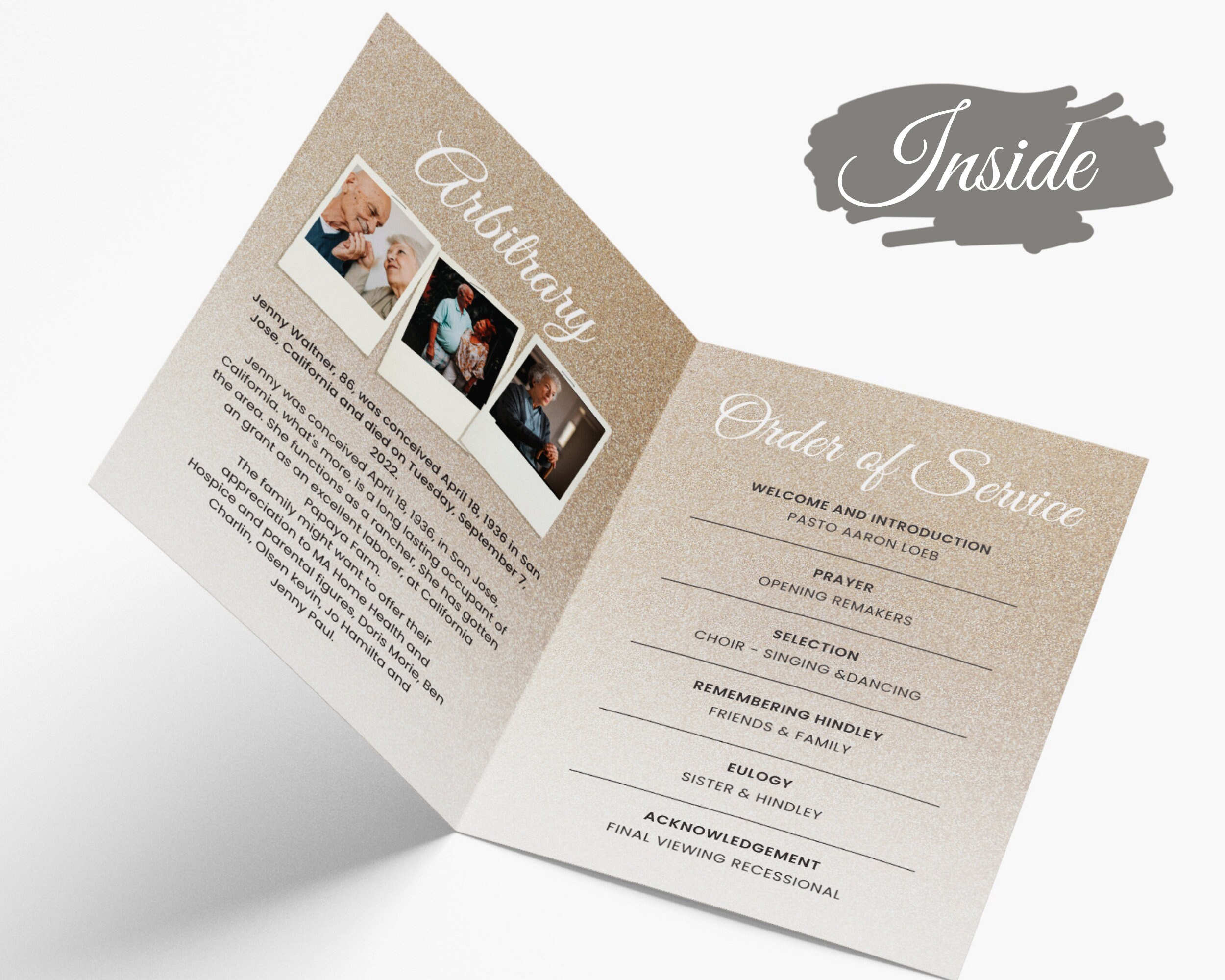 Funeral Programs Template Obituary Template for Funeral - Etsy