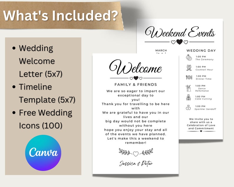 Minimalist Wedding Events Card Template Modern Wedding - Etsy