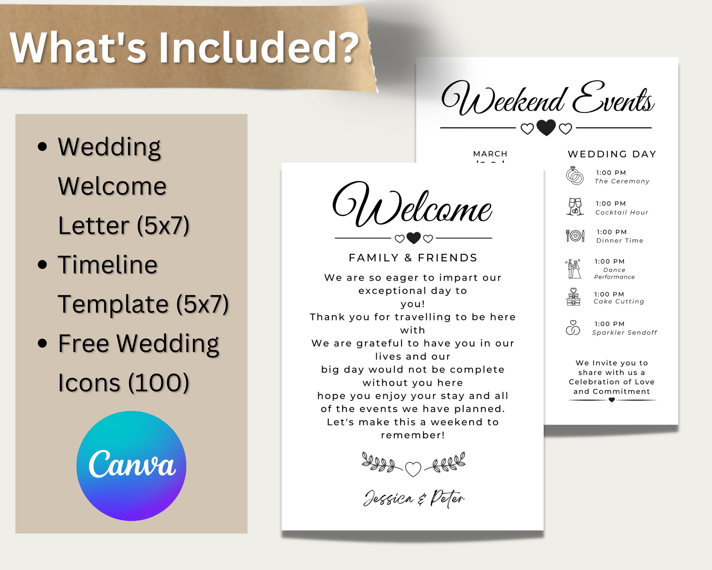 Minimalist Wedding Events Card Template Modern Wedding - Etsy