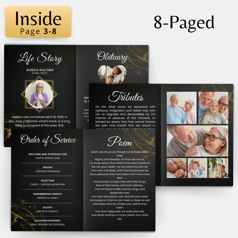 Funeral Programs Template Obituary Template for Funeral Memorial ...