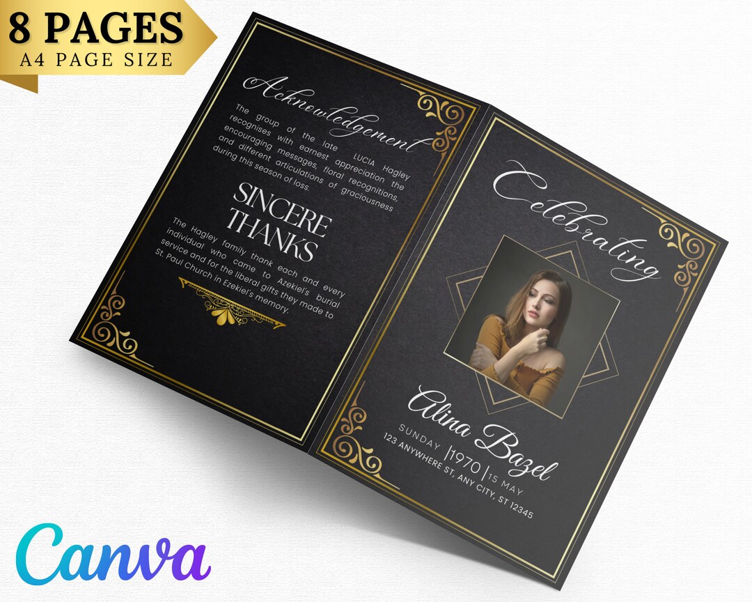 Funeral Program Template Obituary Template for Funeral Memorial Program ...