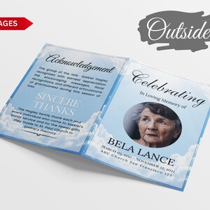 Blue Funeral Programs Template Obituary Template for Funeral Memorial ...
