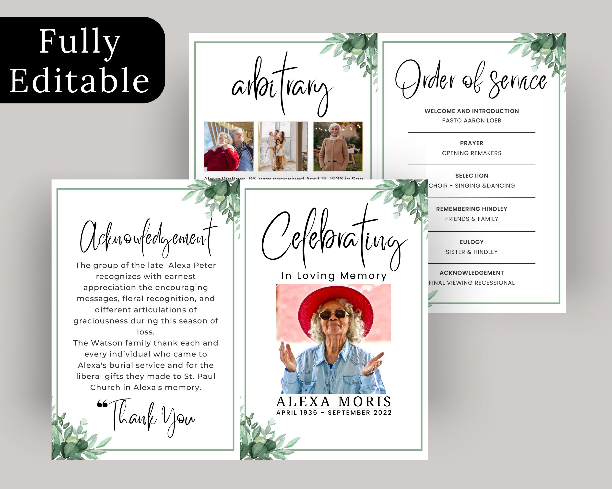 Funeral Programs Template Obituary Template for Funeral - Etsy
