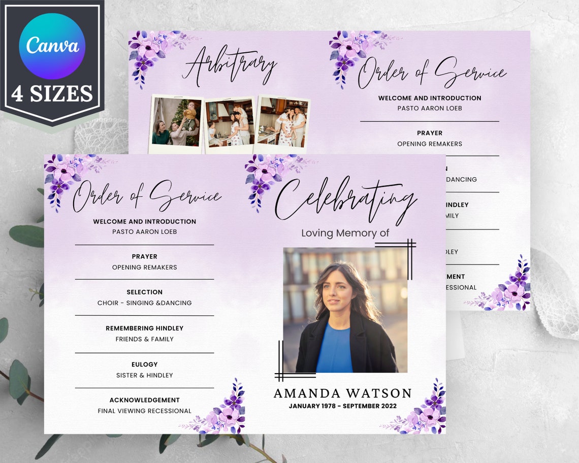 Funeral Programs Template Obituary Template for Funeral - Etsy
