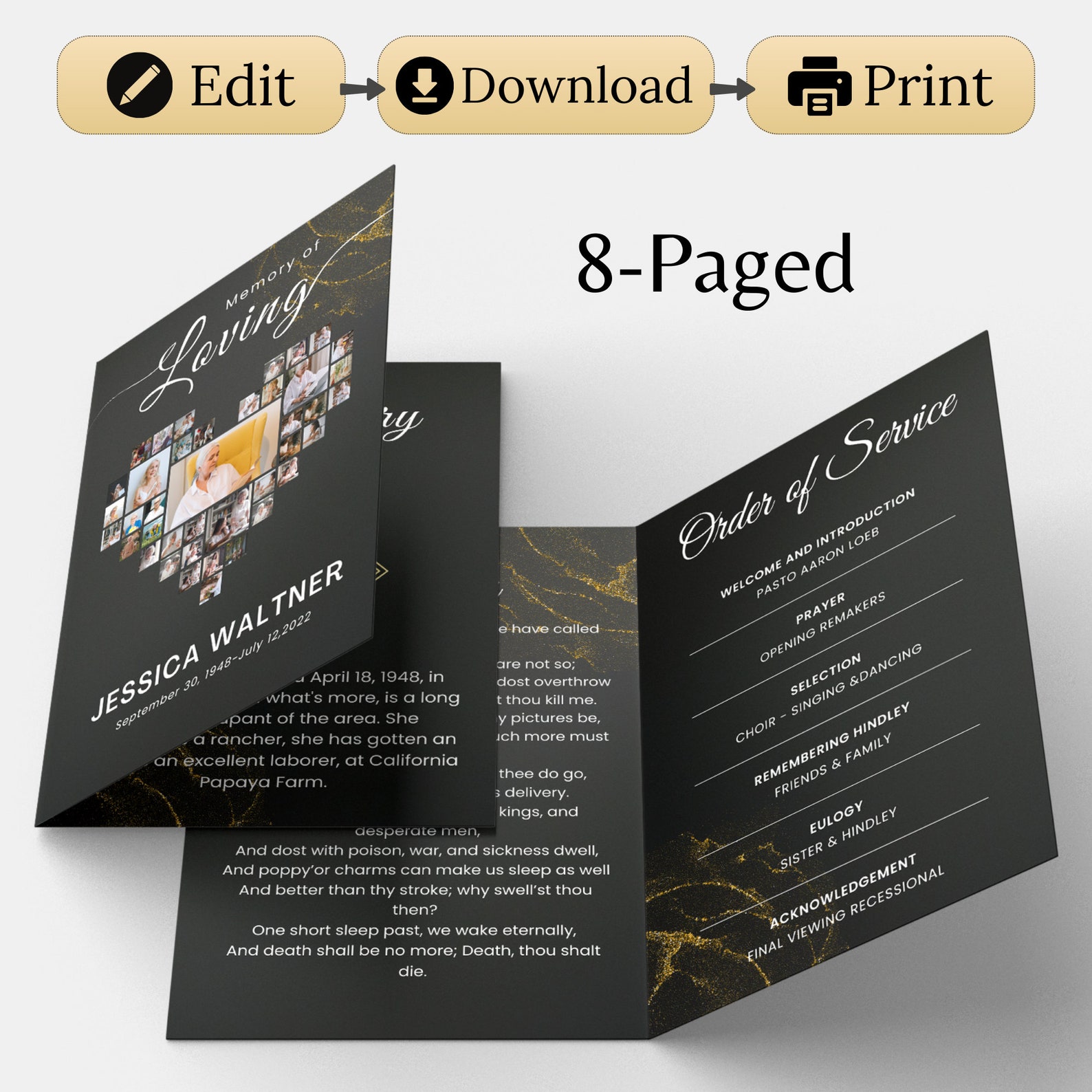 Funeral Programs Template Obituary Template for Funeral Memorial ...