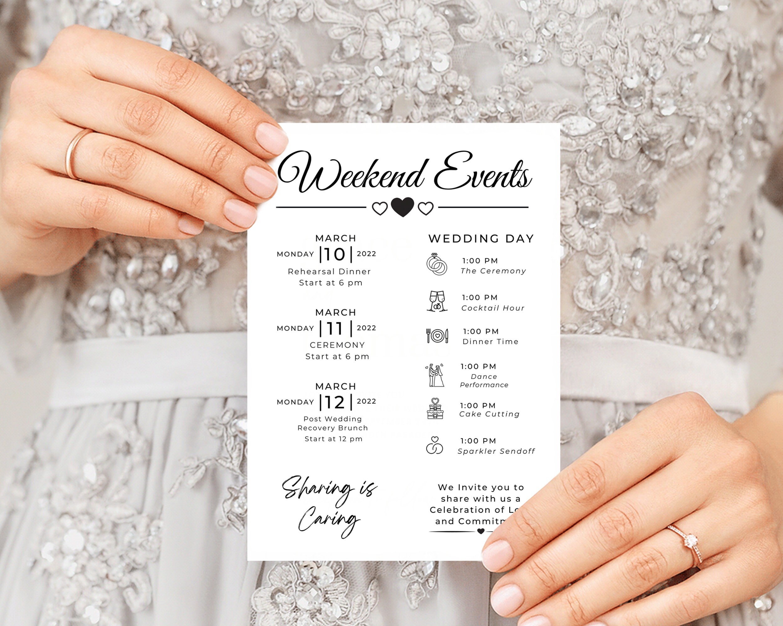 Minimalist Wedding Events Card Template Modern Wedding - Etsy