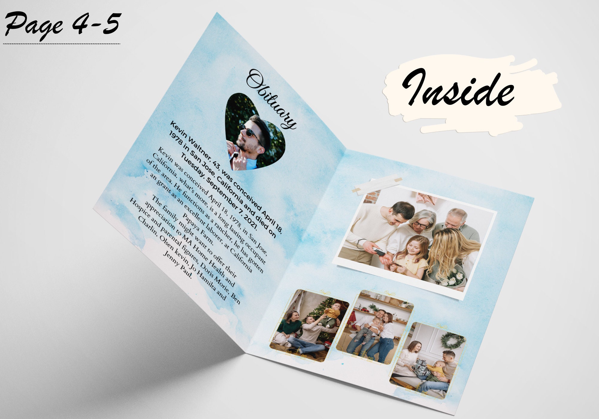 Funeral Program Template | Obituary Template | Funeral Announcement ...